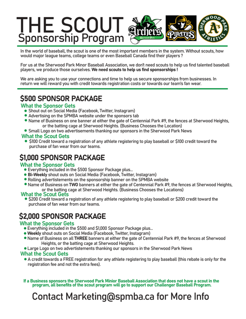 Sponsorship – Sherwood Park Minor Baseball Association